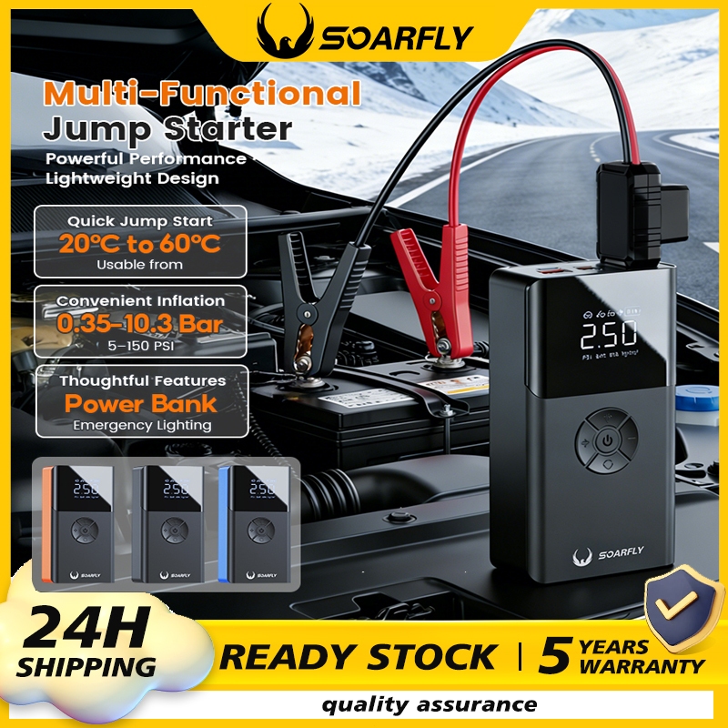 SOARFLY 2026 4 IN 1 Car Jump Starter With Air Pump 12v Car battery jump ...