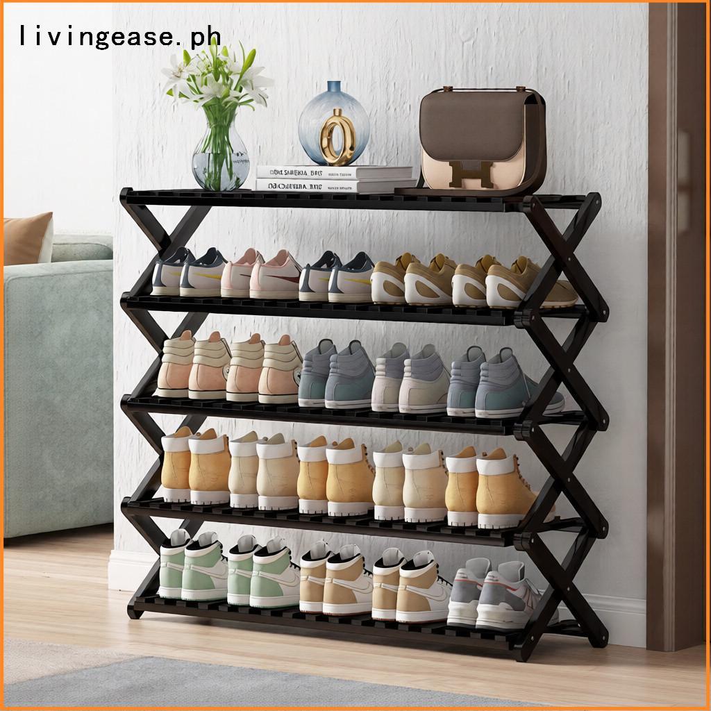 4-5 Tier Foldable Shoes Rack Colored Stackable Stainless Steel Shoe ...