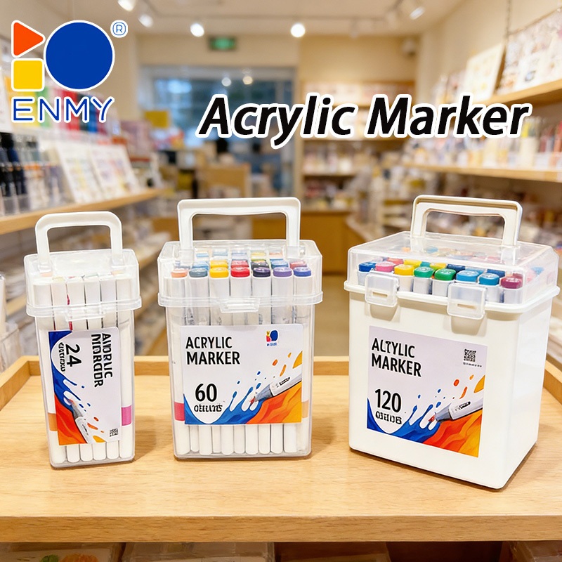 ENMY Art Acrylic Marker 120/60/24Colors Large Capacity Square Box ...