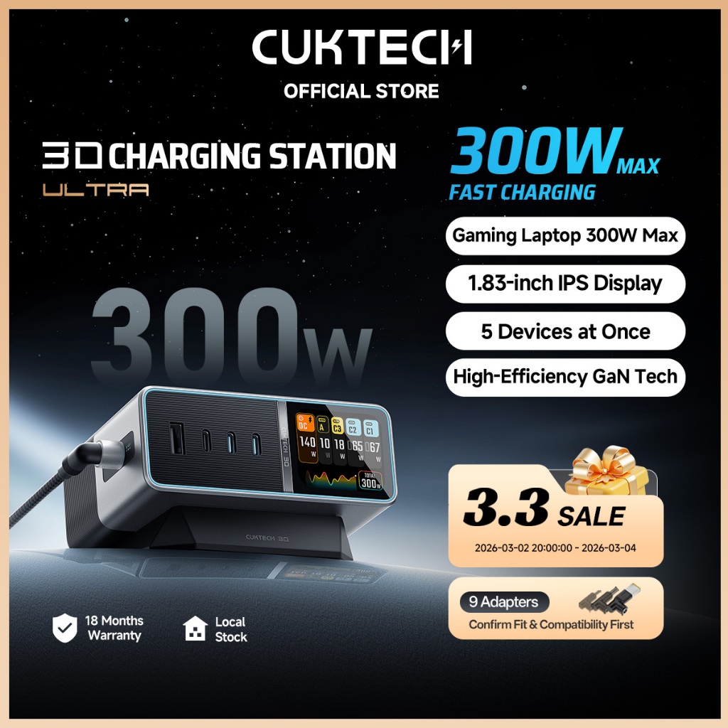 [NEW ARRIVAL OFFER] CUKTECH 300W Max Fast Charging Station 5ports GaN ...