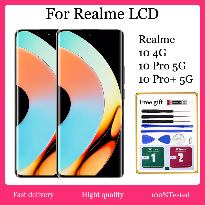 Original AMOLED For Realme 10 4G / 10 Pro 5G / 10 Pro + 5G LCD Display ...