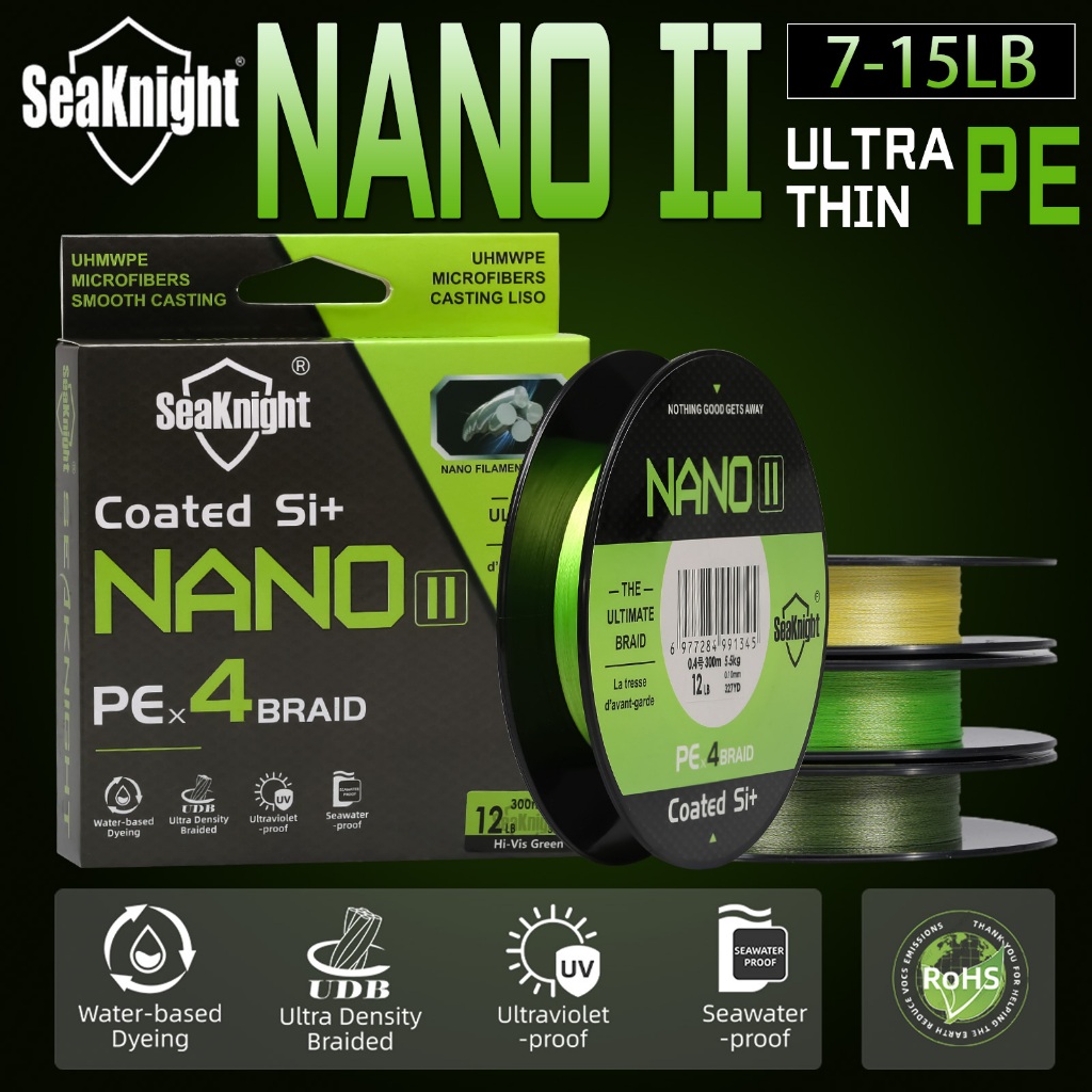 Seaknight NANO II 4 Strands Braided Lines 100M/300M Smooth PE Braid ...