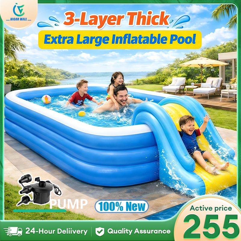 Inflatable Swimming Pool for Kids 3-layer thickened with Air Pump ...