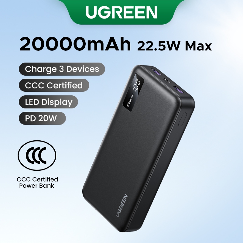 UGREEN CCC 20000mAh PD 20W Power Bank Portable PD Fast Charging ...