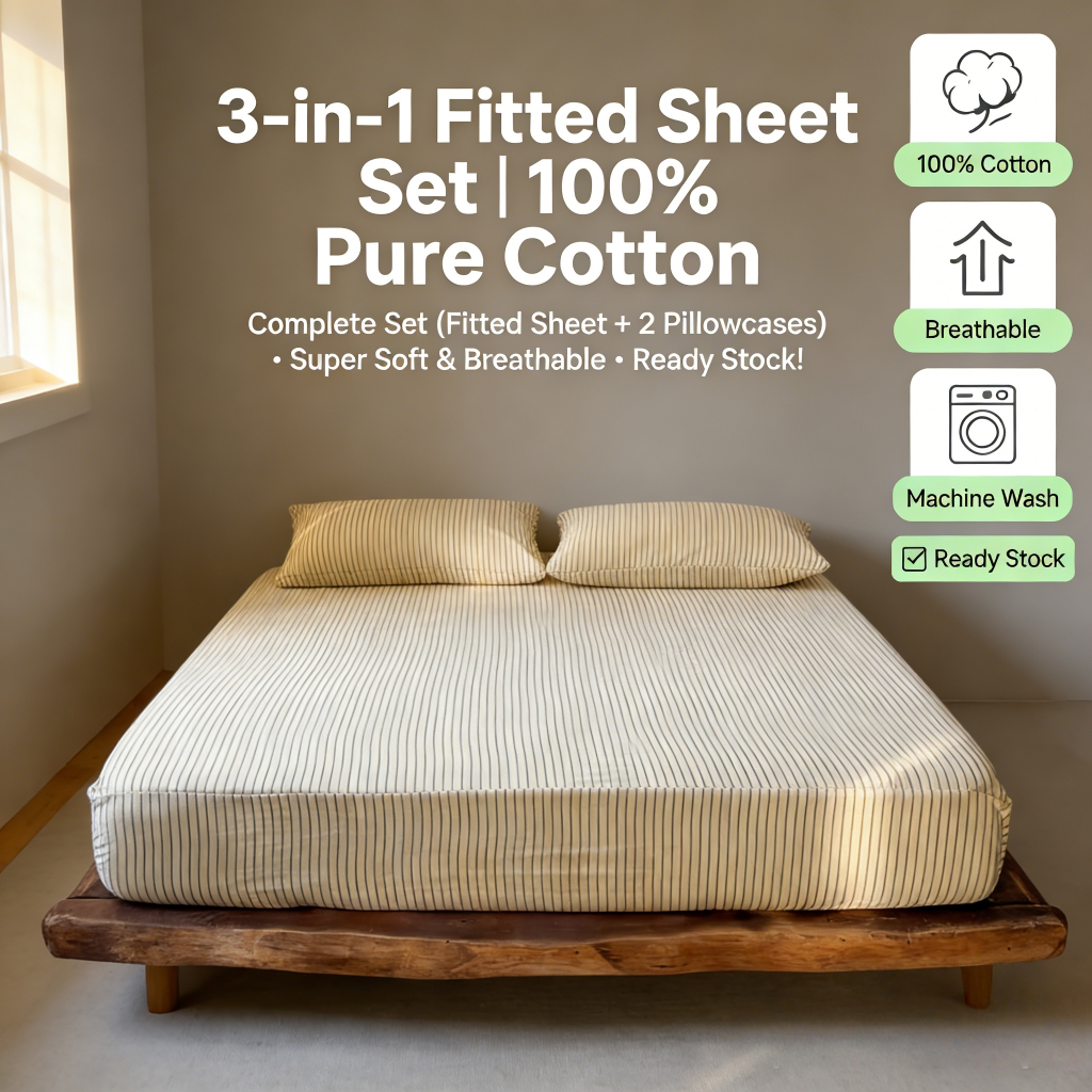 3in1 no gusot checkered bedsheet set – soft cotton fitted sheet with ...