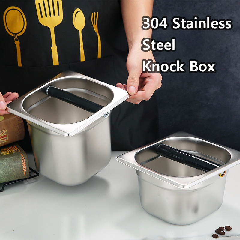 304 Stainless Steel Espresso Knock Box, Anti-Slip Coffee Grind Dump Bin ...