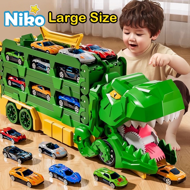 NIKO Kids Tyrannosaurus Rex Dinosaur Eating Track Toy Car with 16 Race ...
