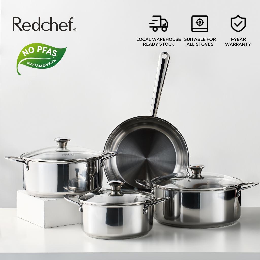 Redchef 6/7 Piece Stainless Steel Cookware Set is PFAS PTFE and PFOA ...