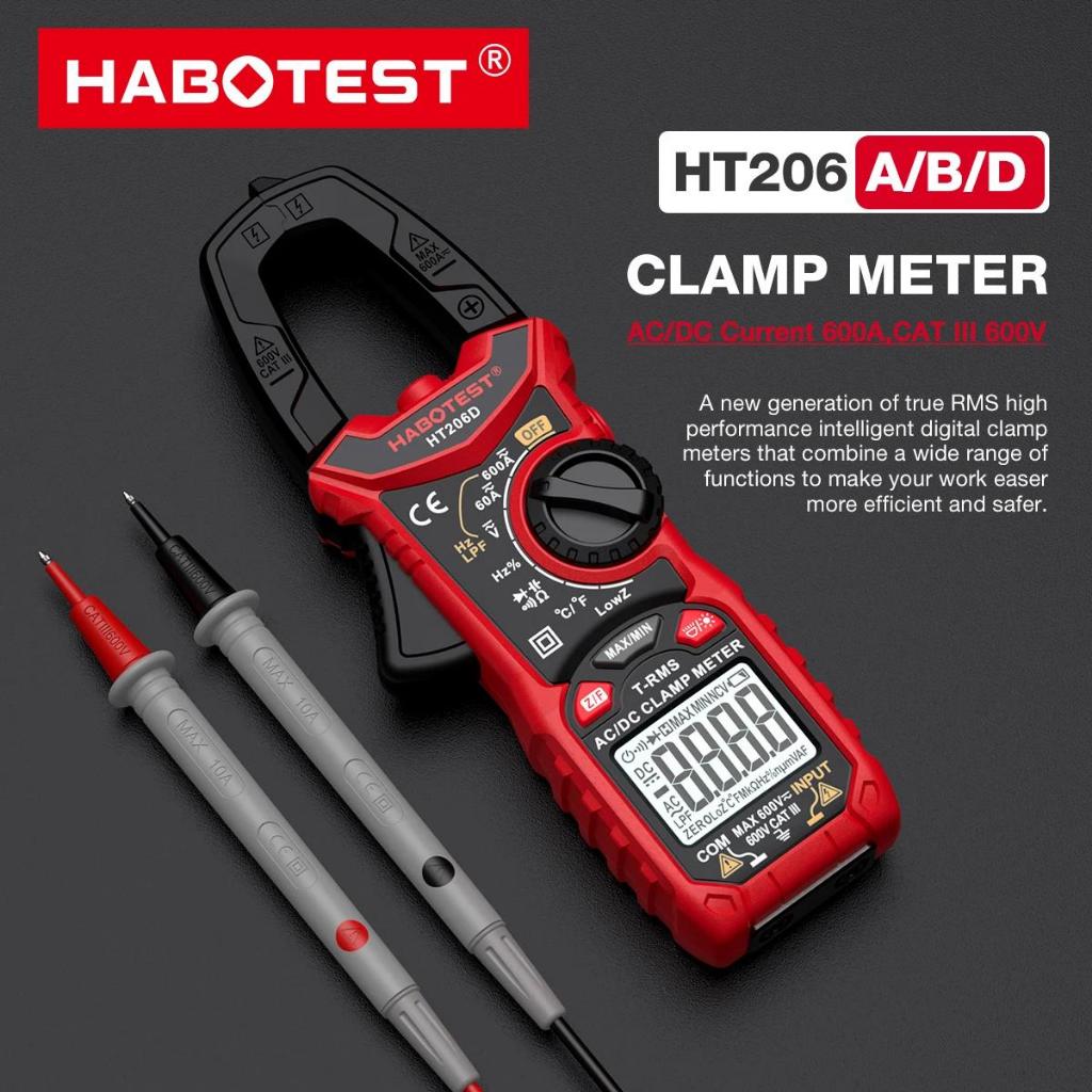 HABOTEST HT206 Clamp Meter DC∕AC Current 600A Digital Clamp Meter ...