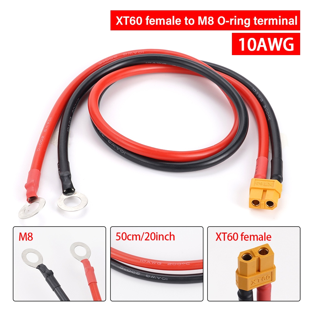 XT60 Female to M8 O-type Terminal Cable 10AWG 50cm Silicone Tinned ...