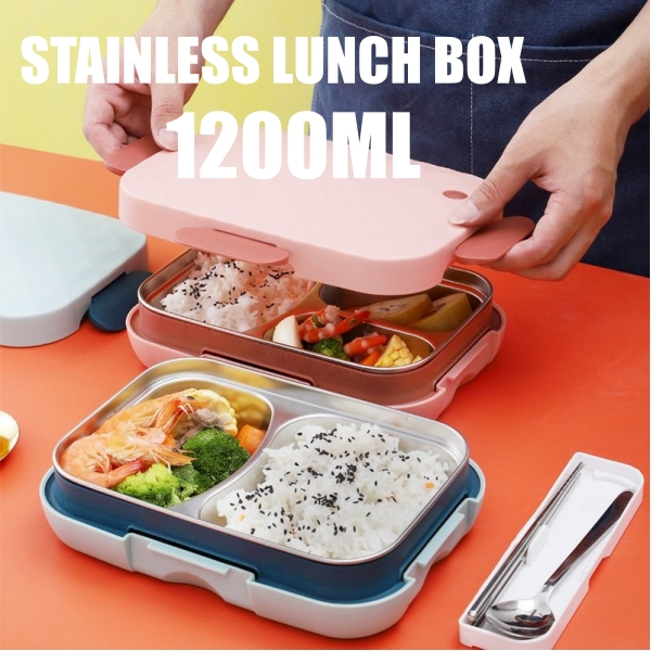 Stainless Lunch Box 1200ML 304 Stainless Steel For Kids Adults Portable ...