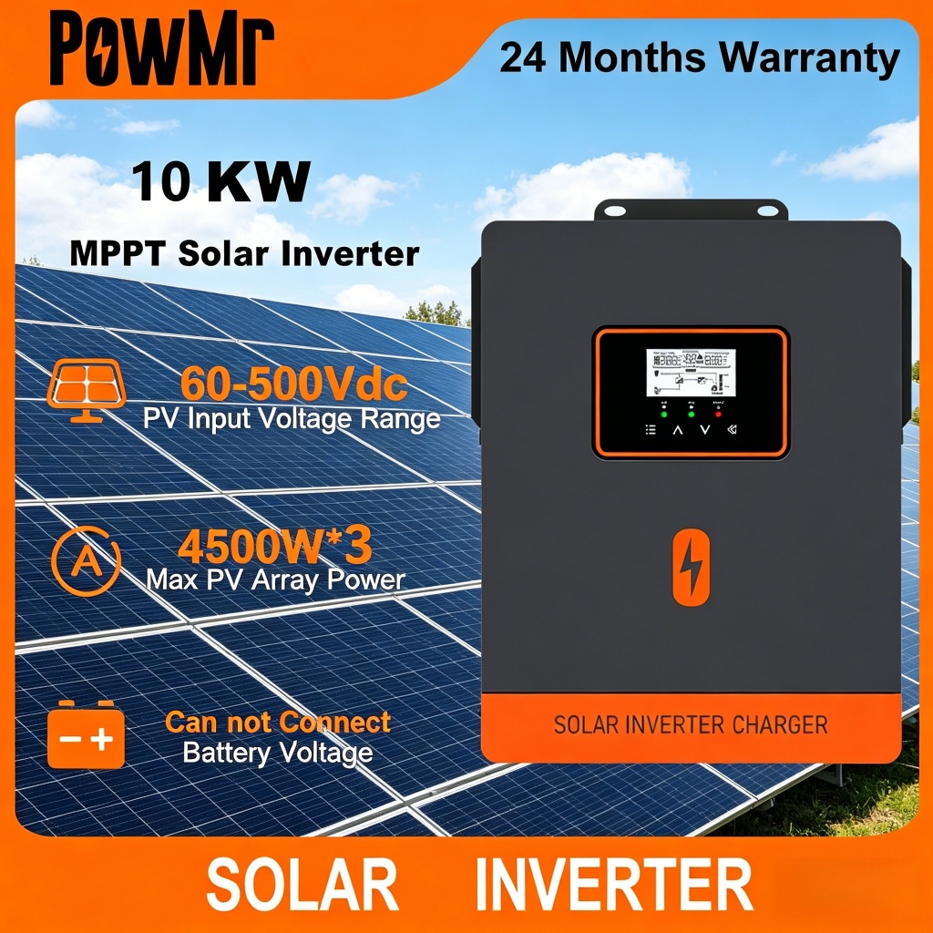 PowMr Hybrid Solar Inverter 10KW Dual PV Input 60-500Voc Support CT ...