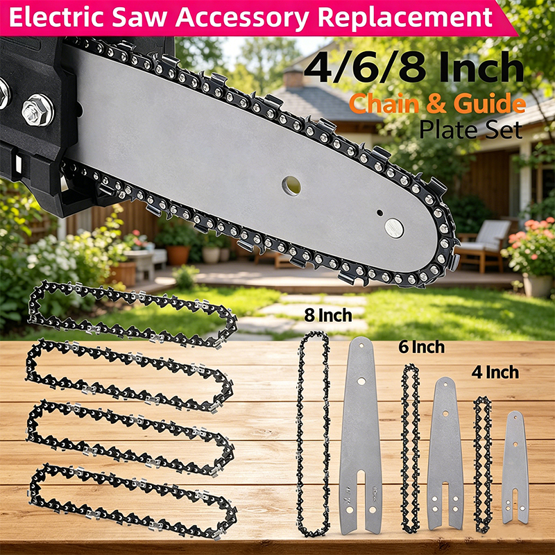 Mini Steel Chainsaw Chain & Guide Plate 4/6/8 Inch for Electric Saw ...
