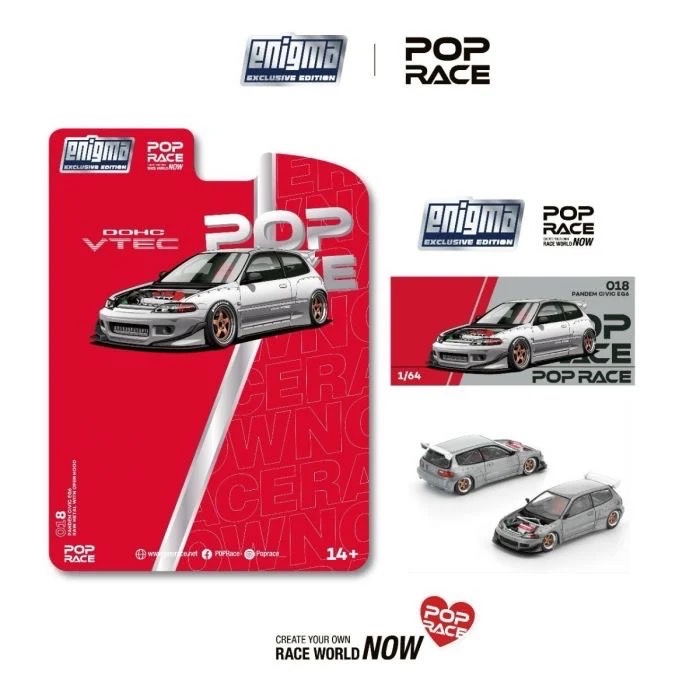Poprace PRE018 1/64 PANDEM CIVIC EG6 RAW METAL Enigma Exclusive Diecast ...