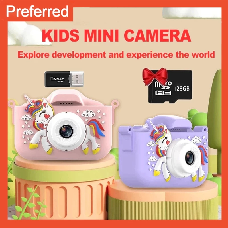 Kids Mini Camera, 1080P Kids Digital Camera with 64GB TF Card, Unicorn ...