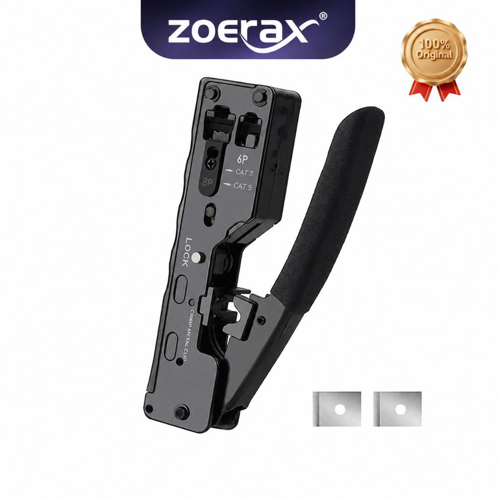 ZOERAX RJ45 Pass Through Crimp Tool Cat6 Cat7 LAN Ethernet Cable ...