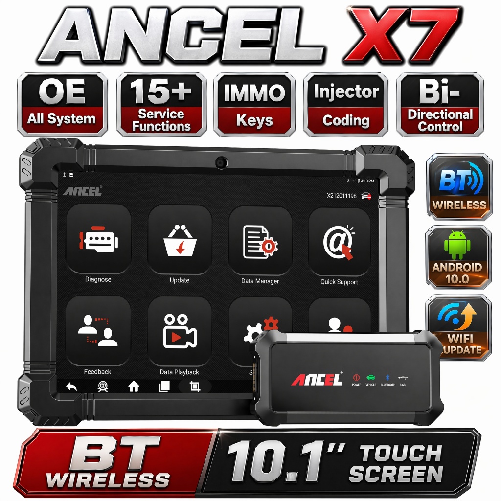 ANCEL X7 12V Car Professional ECU Coding OBD2 Scanner Bi-directional ...