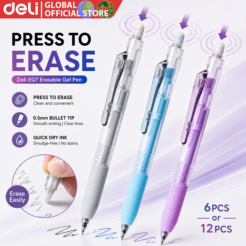 Deli EG7 Press Erasable Gel Pen 0.5mm for Students Smooth Writing ...