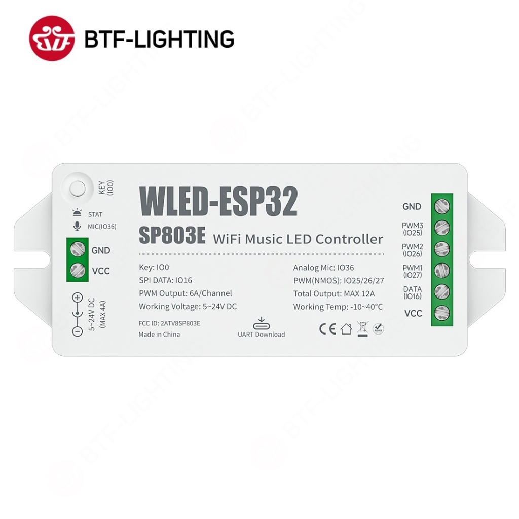 BTF-LIGHTING ESP32 WLED LED Strip Controller SP803E WiFi Music LED ...