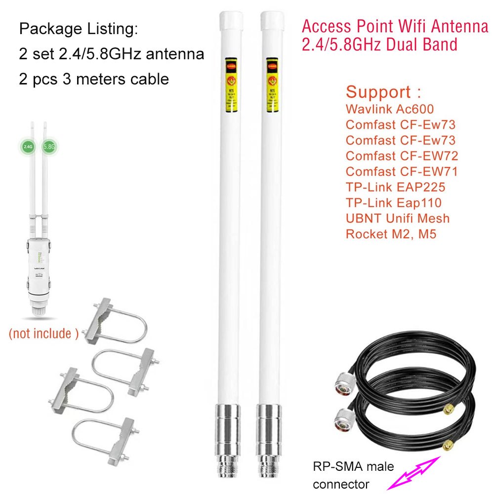 Piso Wifi AP Antenna 2.4G/5.8G 8dBi /10dBi Dual Band Omni-Directional ...