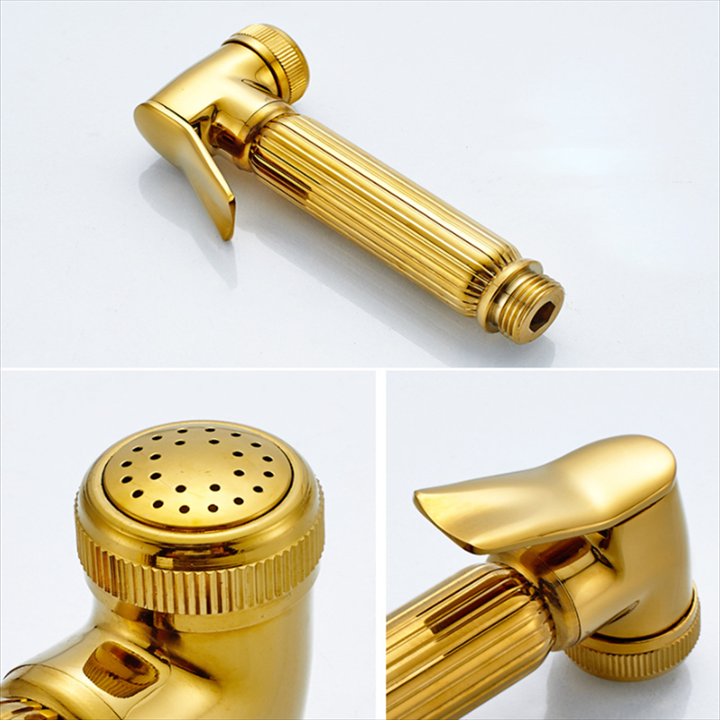 Firte Bathroom shower sprayer luxury gold solid brass handheld toilet ...