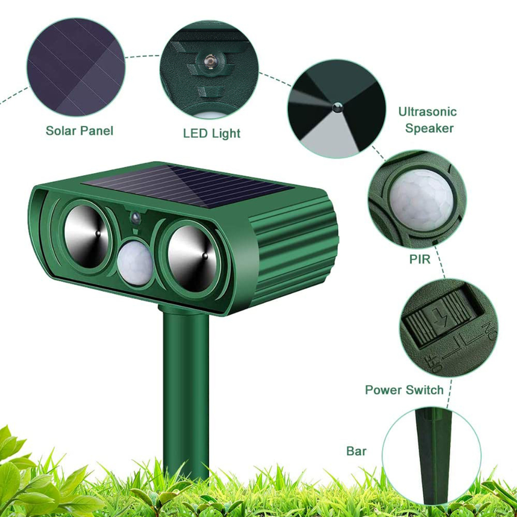 1/2/4pcs Ultrasonic Solar Power Pest Animal Repeller Repellent Garden ...