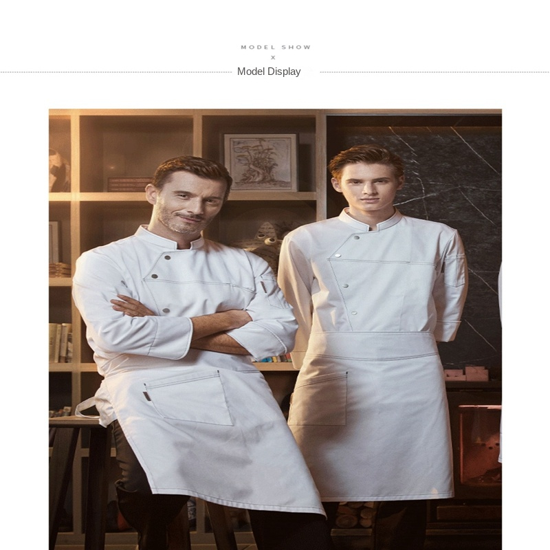 Ready Stock Hotel long-sleeved chef clothing men's catering restaurant ...