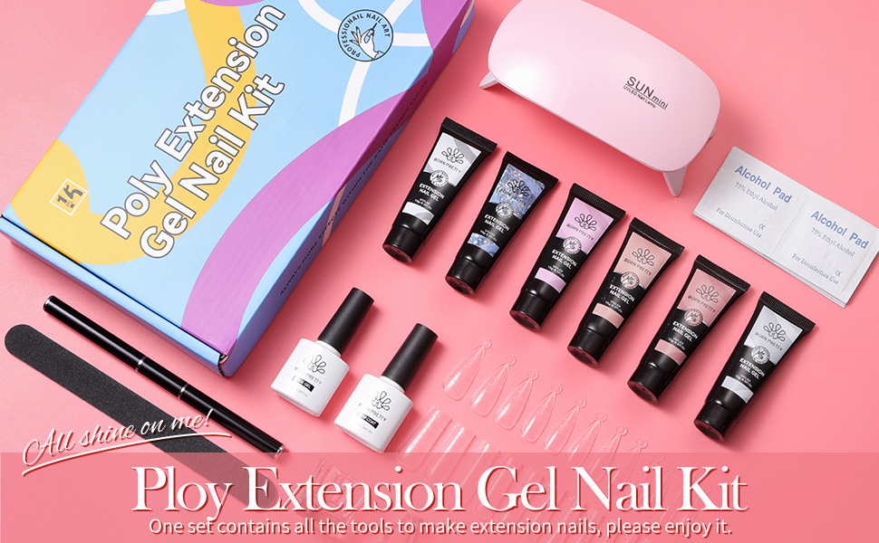 BORN PRETTY Nail Extension Gel Set Clear Pink Acrylic Fast Building ...