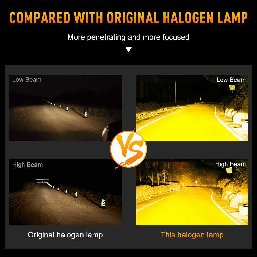 2PCS 55W Yellow Halogen Bulbs H1 H3 H4 H7 H8 H9 H11 HB3 HB4 Auto ...