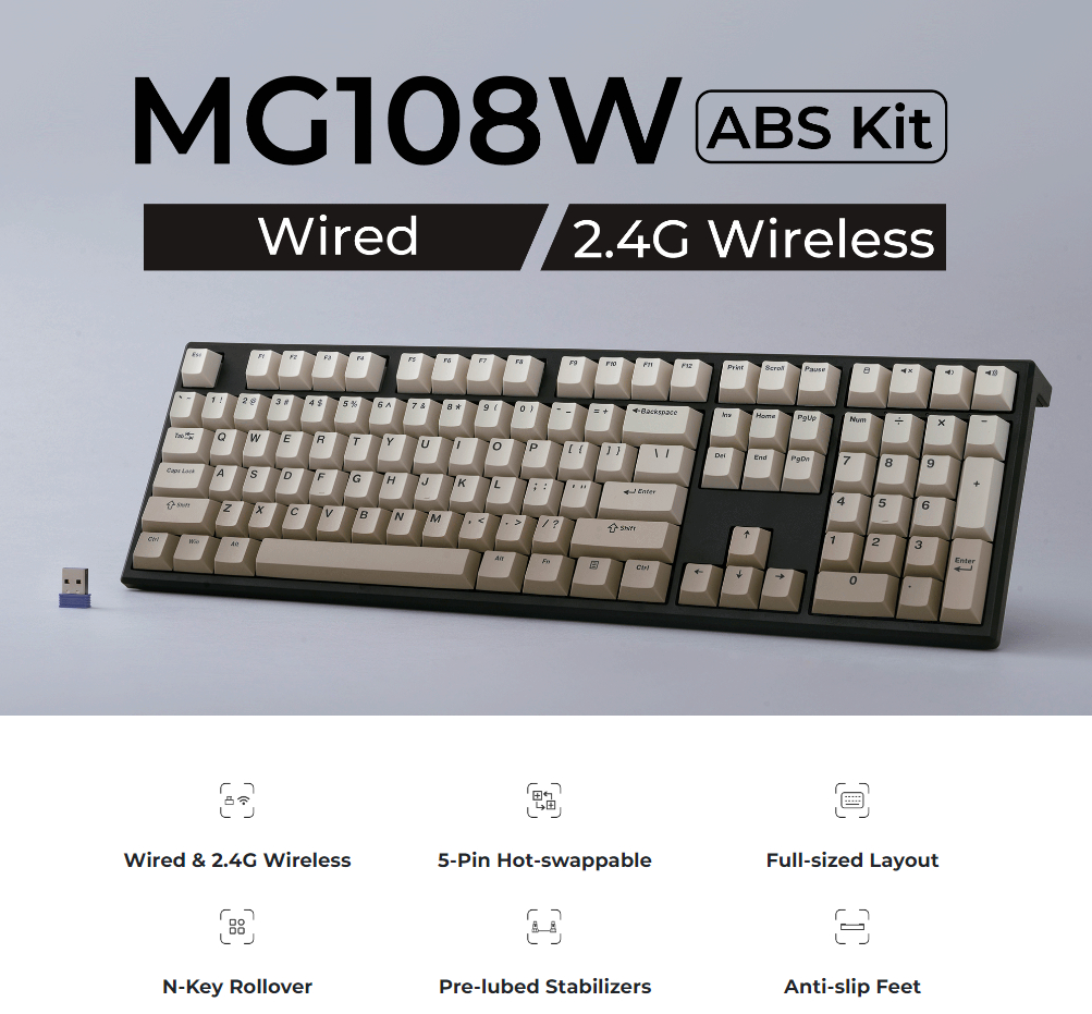 MonsGeek MG108W Barebone Kit for Custom Keyboard, Hotswap Mechanical ...