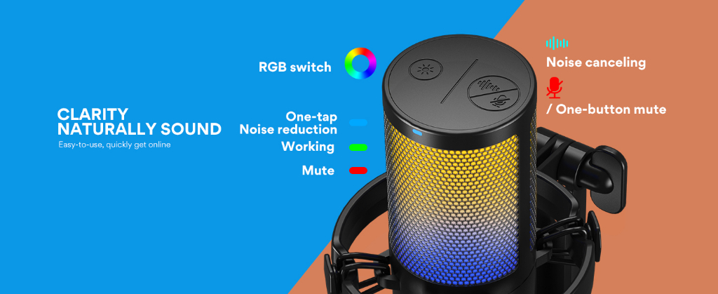 Maono DGM20/DGM20S USB Microphone RGB Gaming Mic Condenser Mic Noise ...