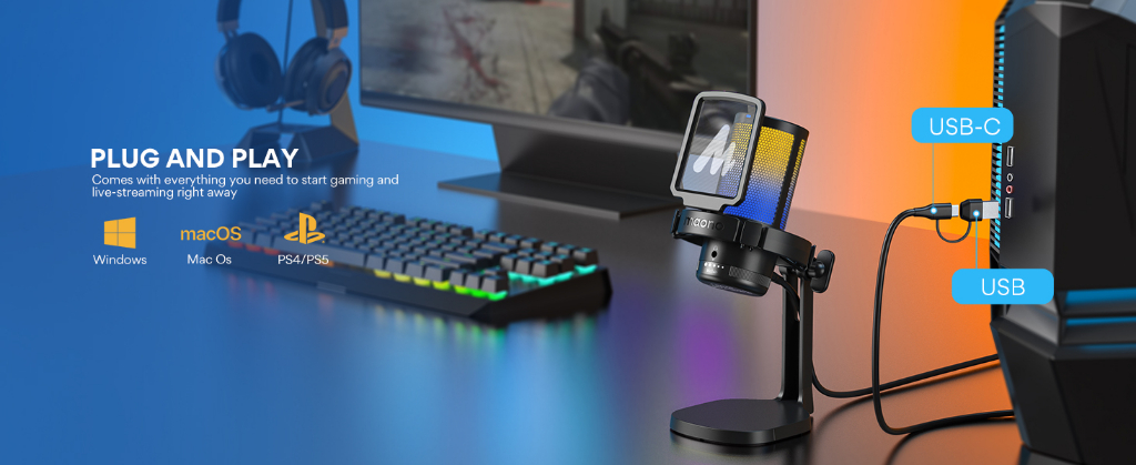 Maono DGM20/DGM20S USB Microphone RGB Gaming Mic Condenser Mic Noise ...