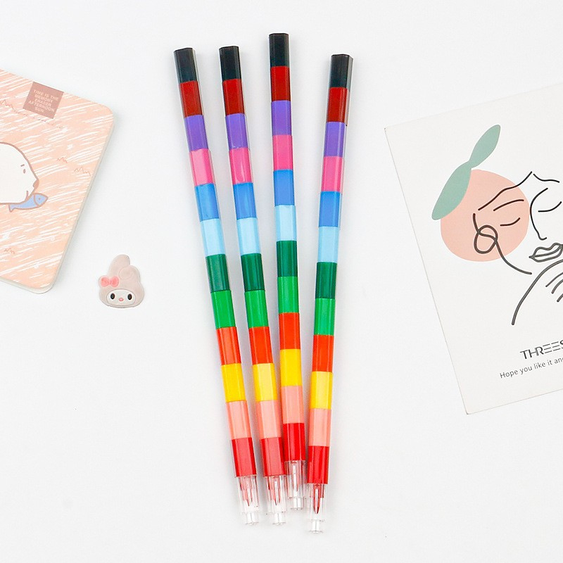 Rainbow Pencils Stackable Crayons For Kids Stacking DIY Crayons ...