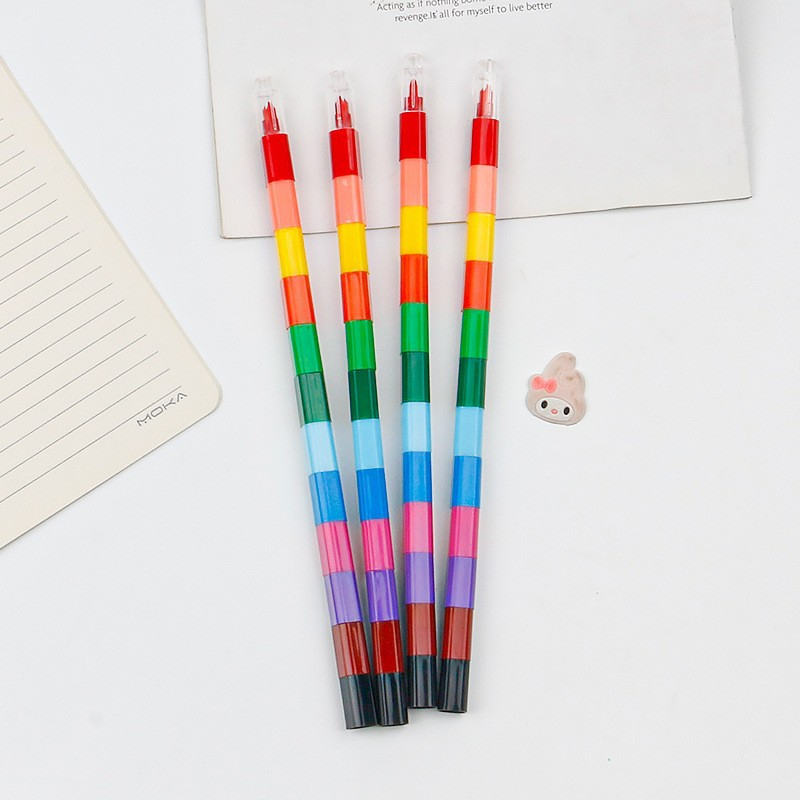 Rainbow Pencils Stackable Crayons For Kids Stacking DIY Crayons ...