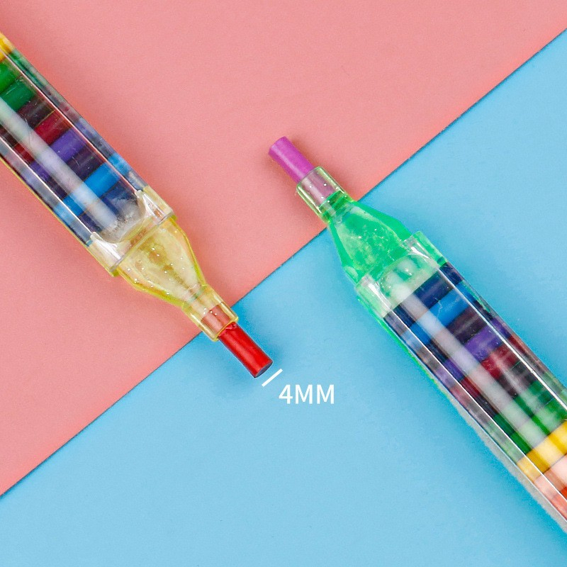 Stackable 20 in 1 Stacking Point Crayons Rainbow Glitter Crayon For ...