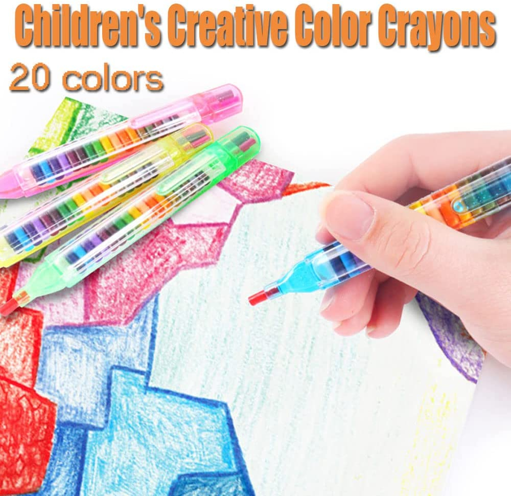 Stackable 20 in 1 Stacking Point Crayons Rainbow Glitter Crayon For ...