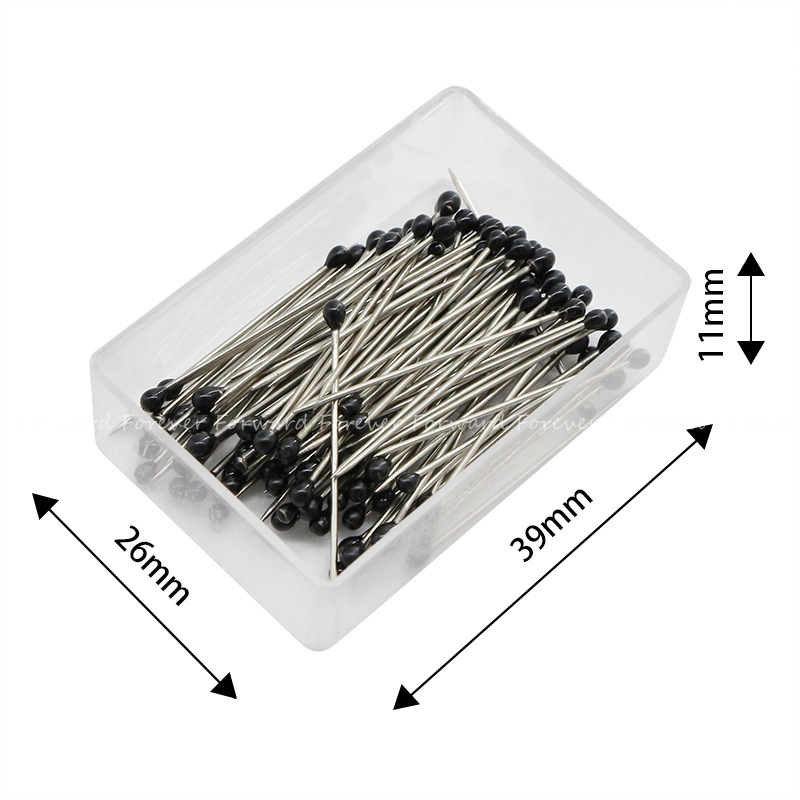 100Pcs/box black and white pearl long needle Muslim pin alloy ...