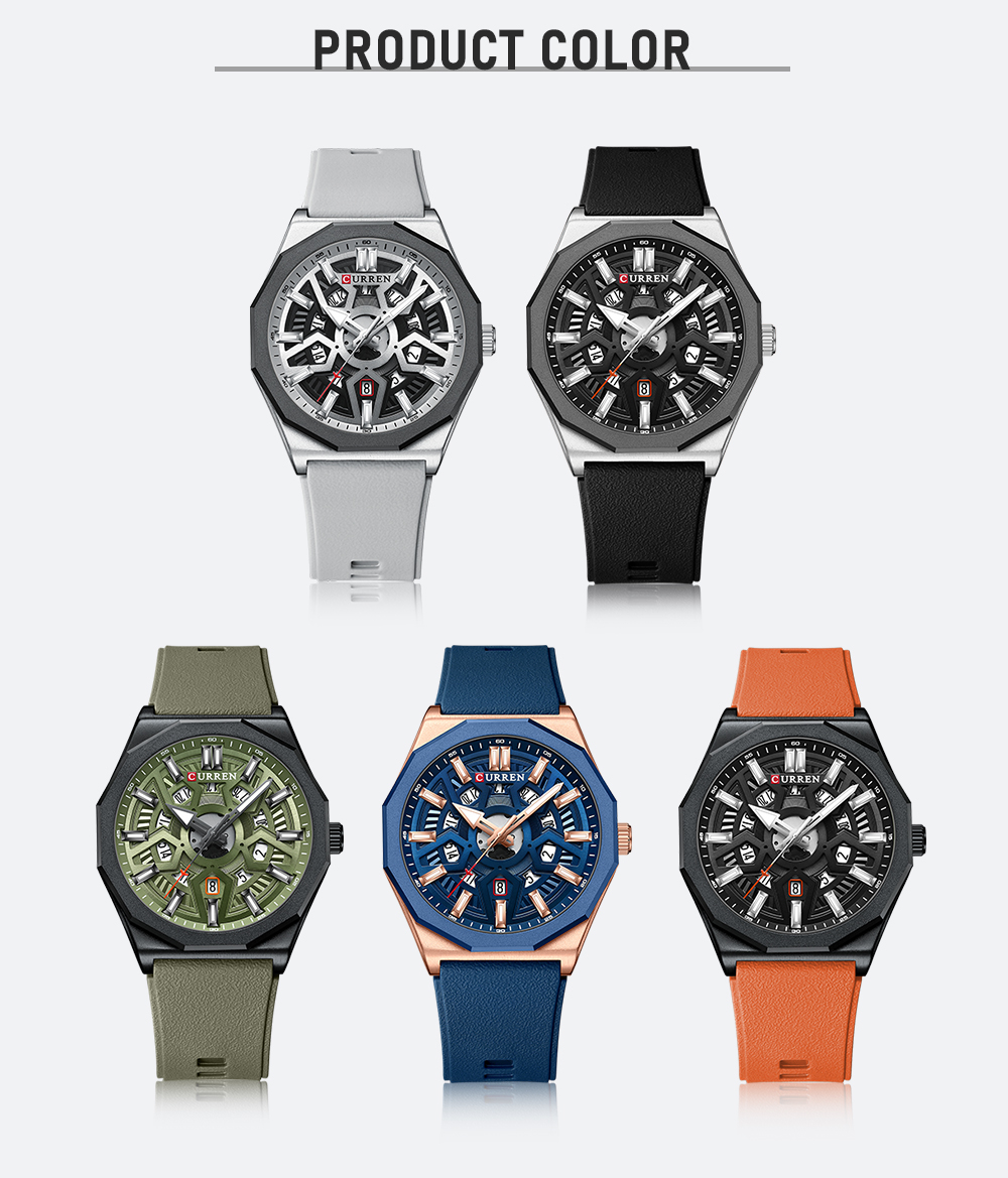 CURREN New Men's Watch Sports Casual Silicone Strap Pointer Luminous ...