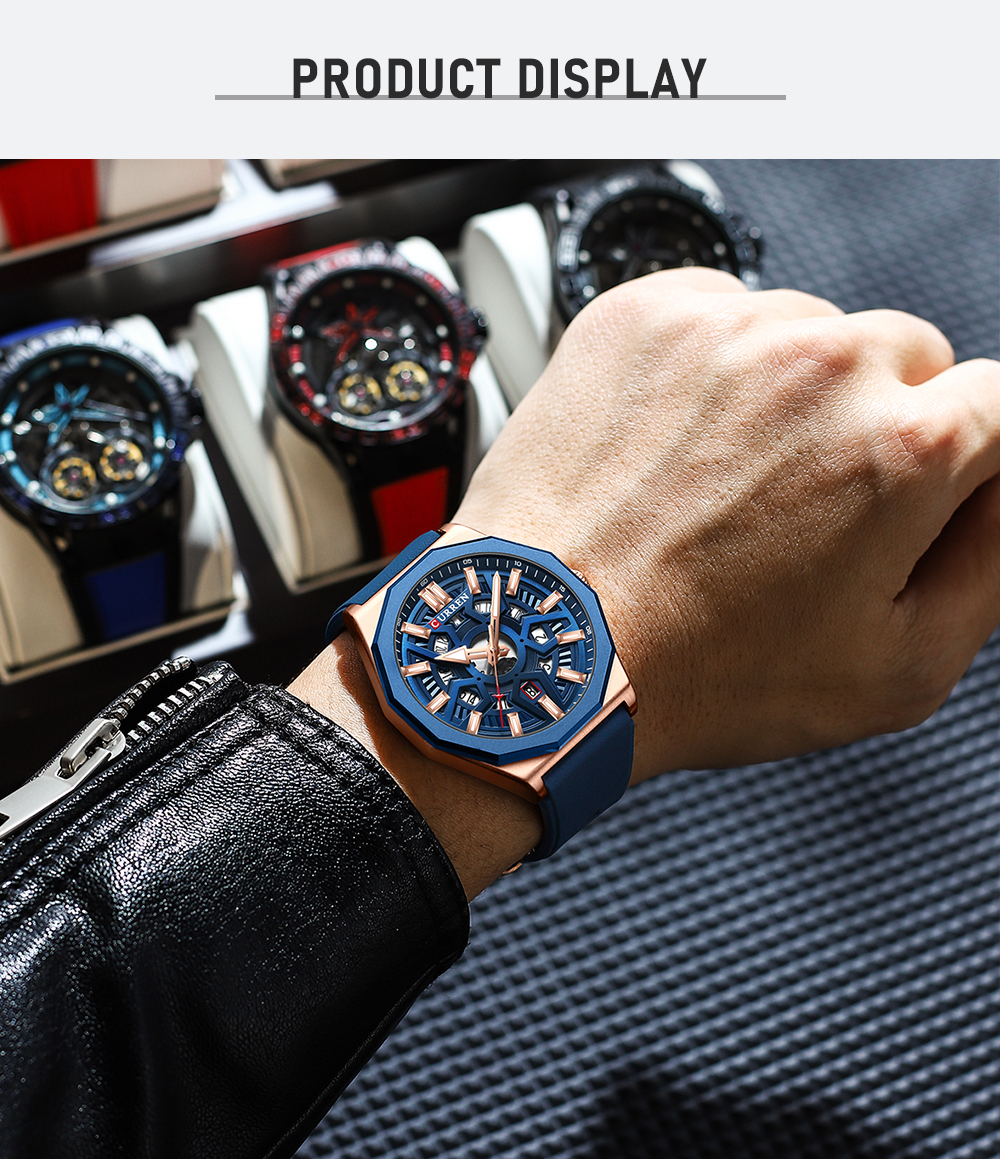 CURREN New Men's Watch Sports Casual Silicone Strap Pointer Luminous ...