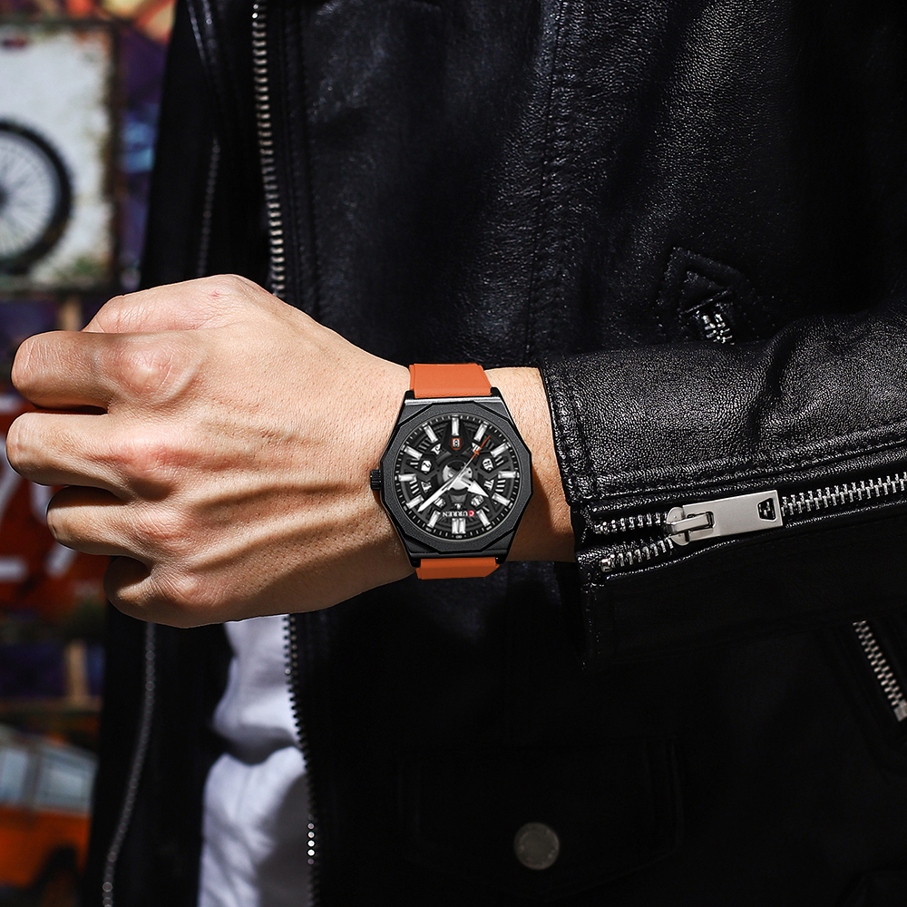 CURREN New Men's Watch Sports Casual Silicone Strap Pointer Luminous ...