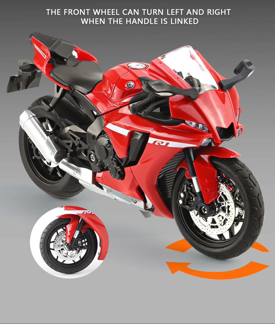1:12 Scale Yamaha R1 Alloy Diecast Motorcycle Model With Light Sound ...