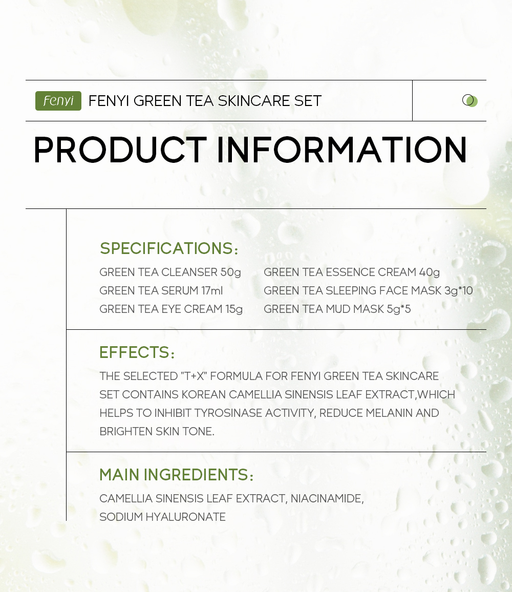 FENYI Green Tea Skincare Set Moisturizing Repairing Oil Control Skin ...