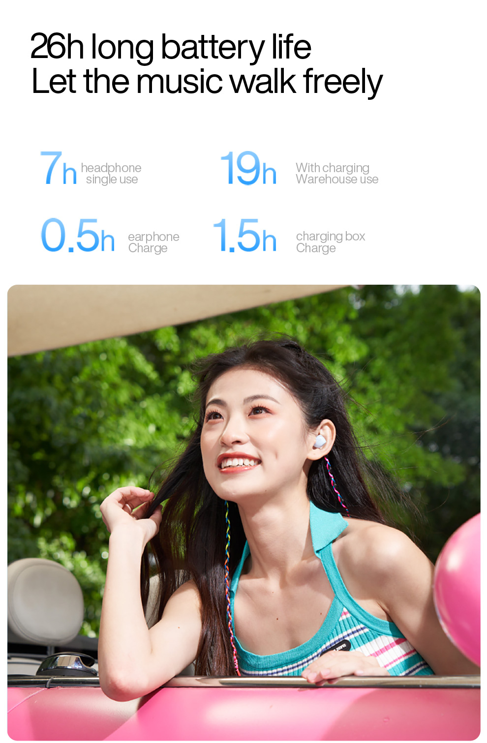 SmartDevil E07 TWS Bluetooth Earphones Stereo Wireless 5.3 Bluetooth Headphones Touch Control ...