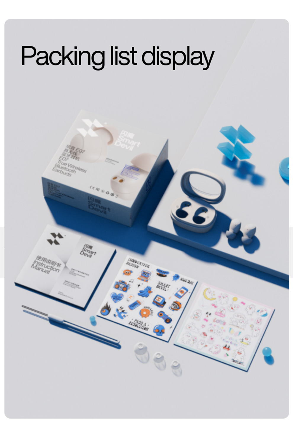 SmartDevil E07 TWS Bluetooth Earphones Stereo Wireless 5.3 Bluetooth Headphones Touch Control ...