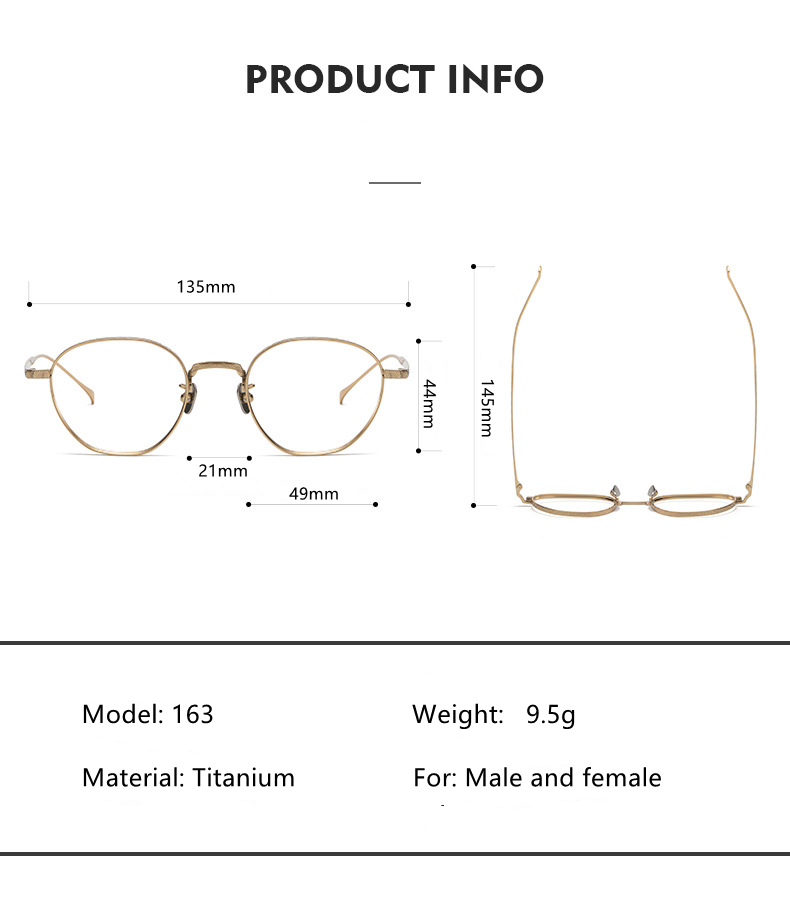 Japanese Vintage Pure Titanium Glasses Frame Literary Style 10g Ultra ...