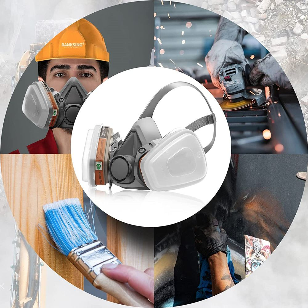 Mask 6200 Gas Mask Half Face Safety Respirator Mask Filter Cotton Dust ...