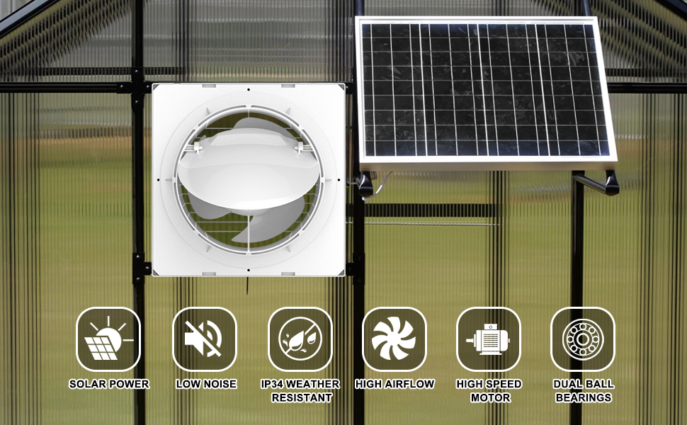 8W solar panel 6 inch duct high-speed exhaust fan ventilation and ...
