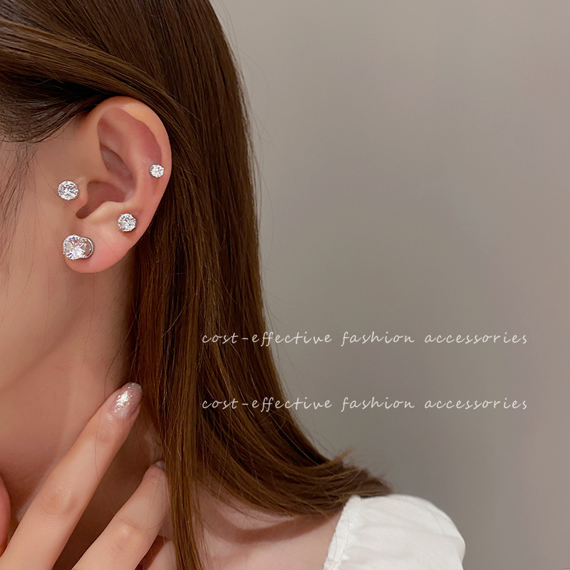 Personality Magnetic suction ear stud Ear bone stud zircon ear clip ...