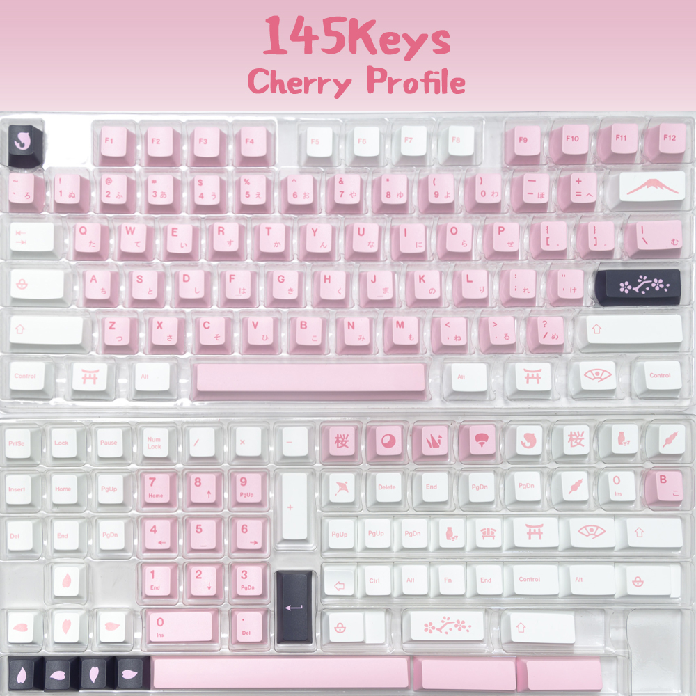 GMK Sakura Keycaps 145Keys Cherry Profile PBT Compatible ALICE Gateron ...