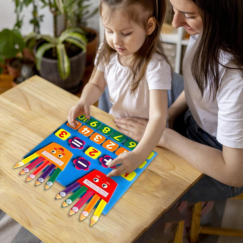 Kids Felt Math Board Pencil Numbers Arithmetic Funny Math Toys Learning ...